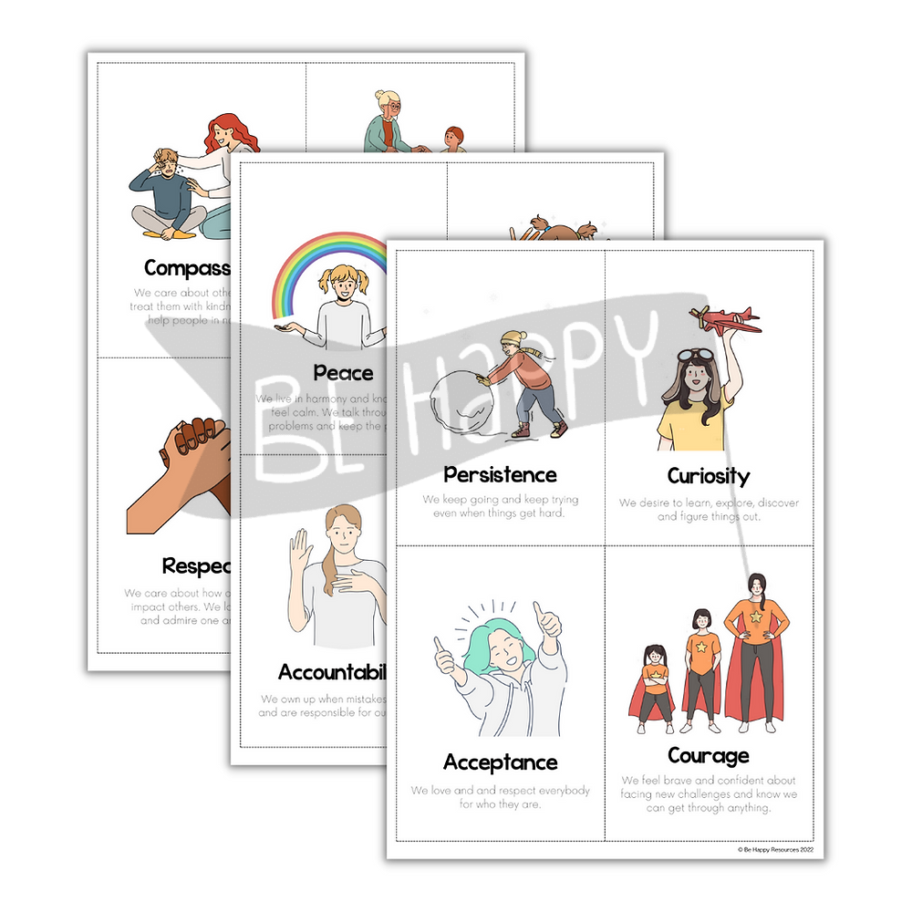 A6 Values Flashcards - Be Happy Resources
