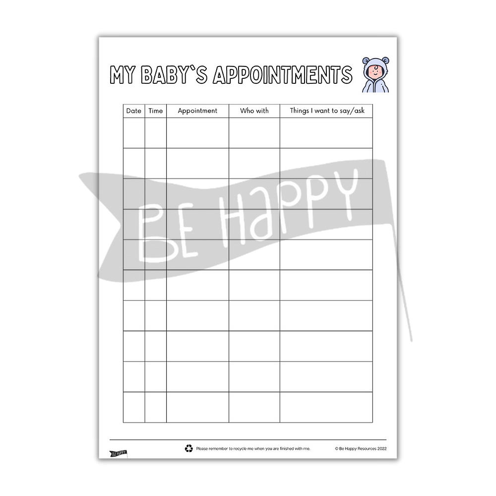 Appointment Tracker - Be Happy Resources