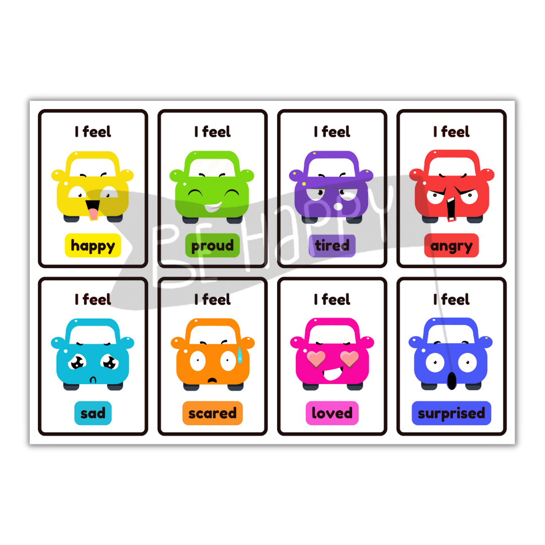 Car Emotion Flaschards - Be Happy Resources