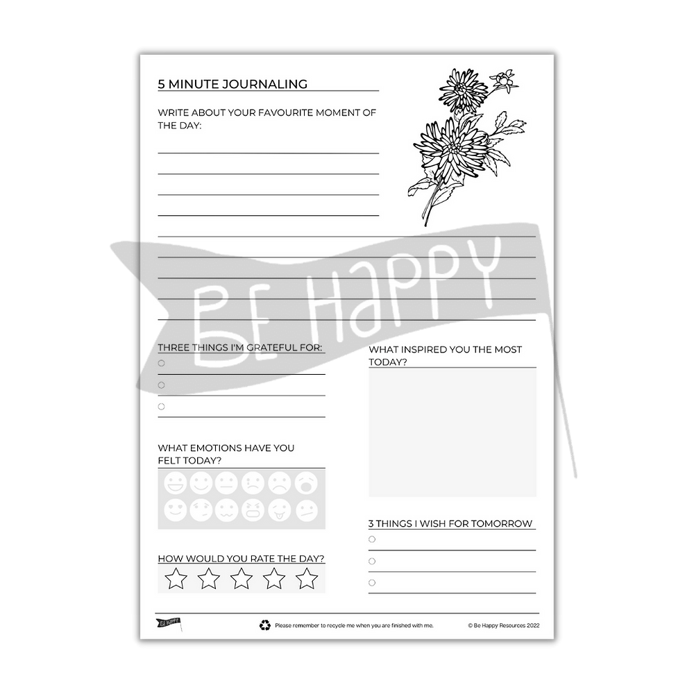 End of the Day Journal - Be Happy Resources