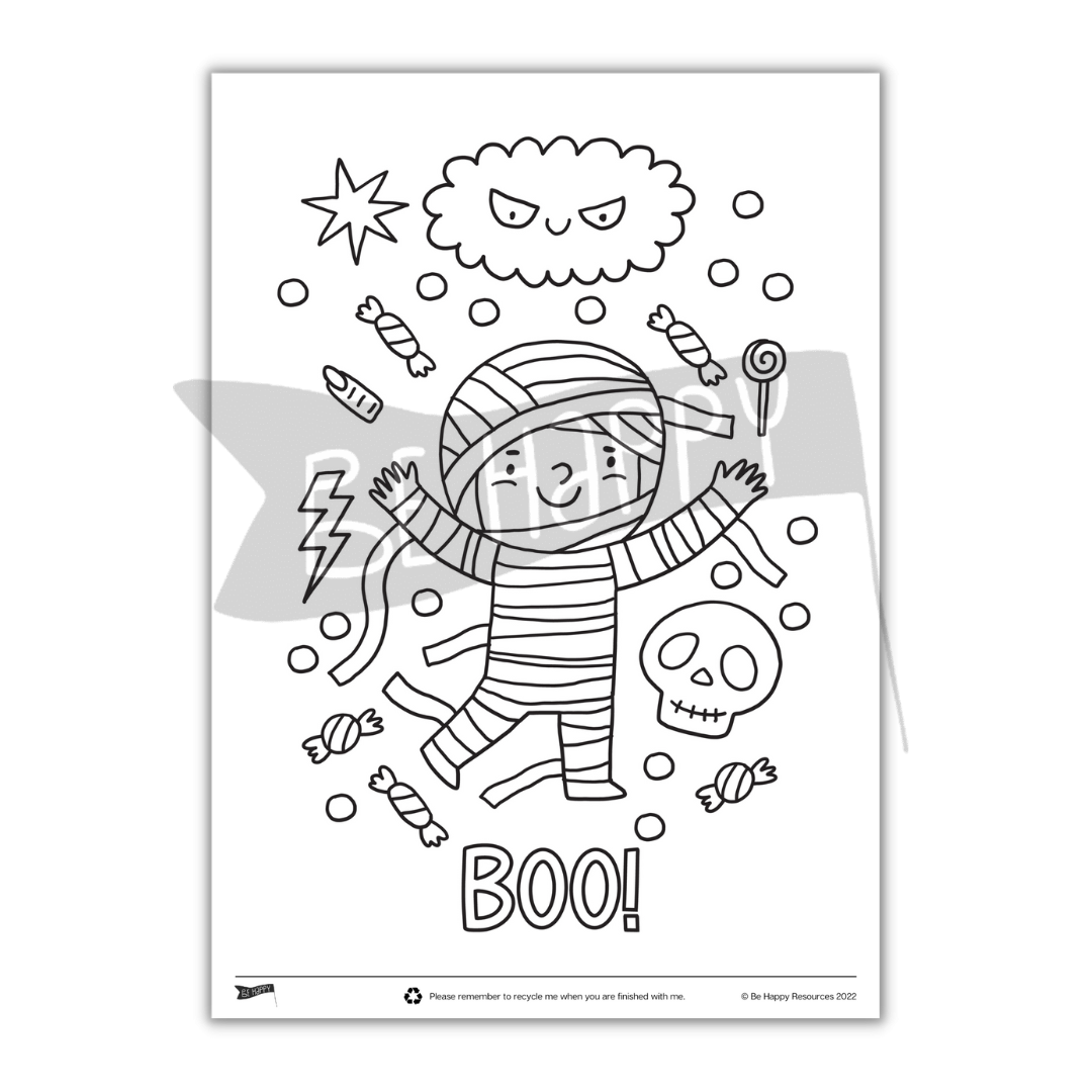 Halloween Mummy Colouring - Be Happy Resources