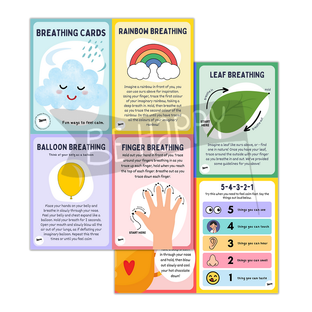 Printable Breathing Cards A6 - Be Happy Resources