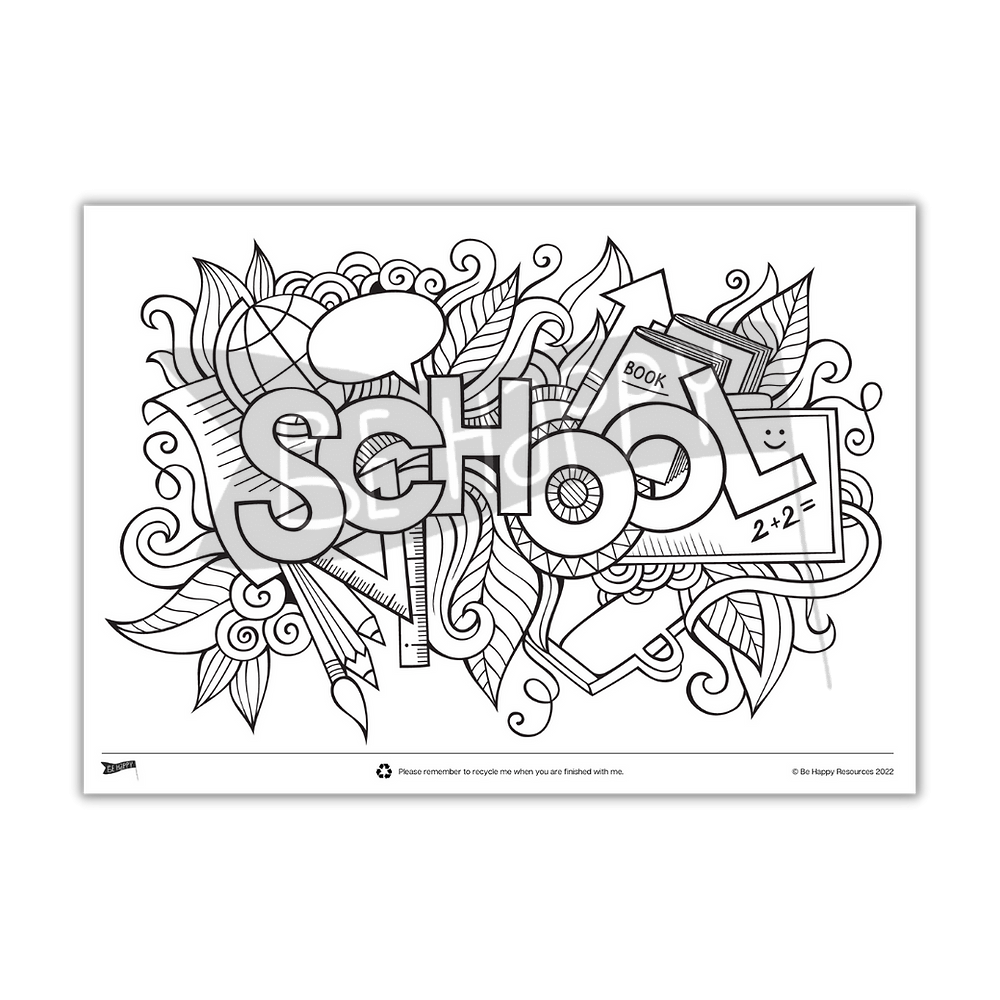 School Colouring Sheet - Be Happy Resources