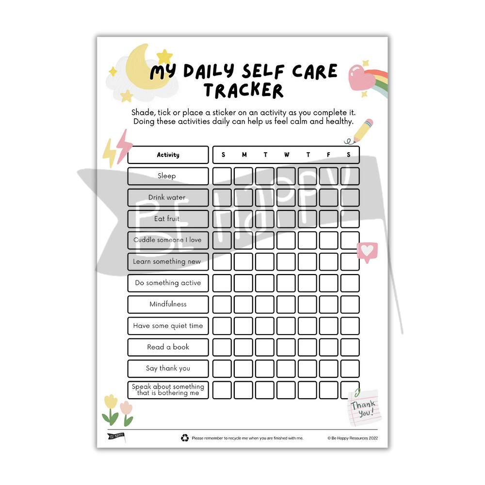 Self Care Tracker - Be Happy Resources