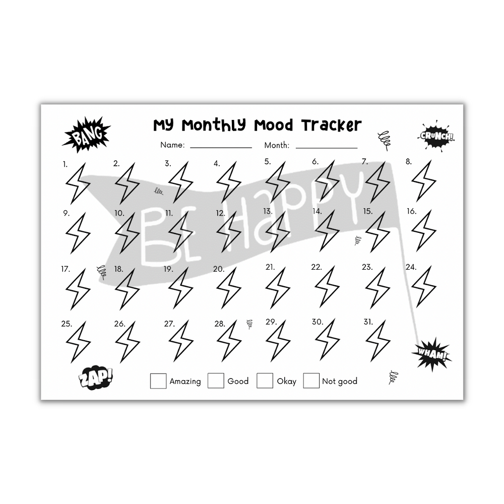 Monthly Mood Tracker: Lightning Print - Be Happy Resources