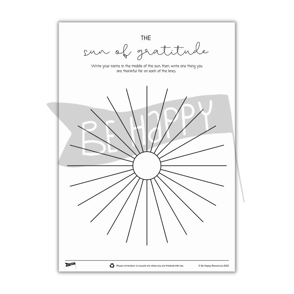 Gratitude Sun - Be Happy Resources