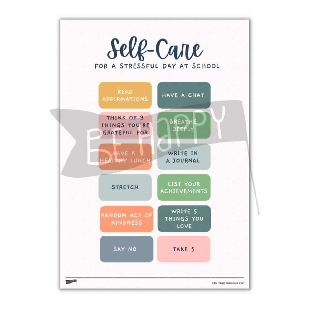 Self Care for a Stressful Day Print - Be Happy Resources