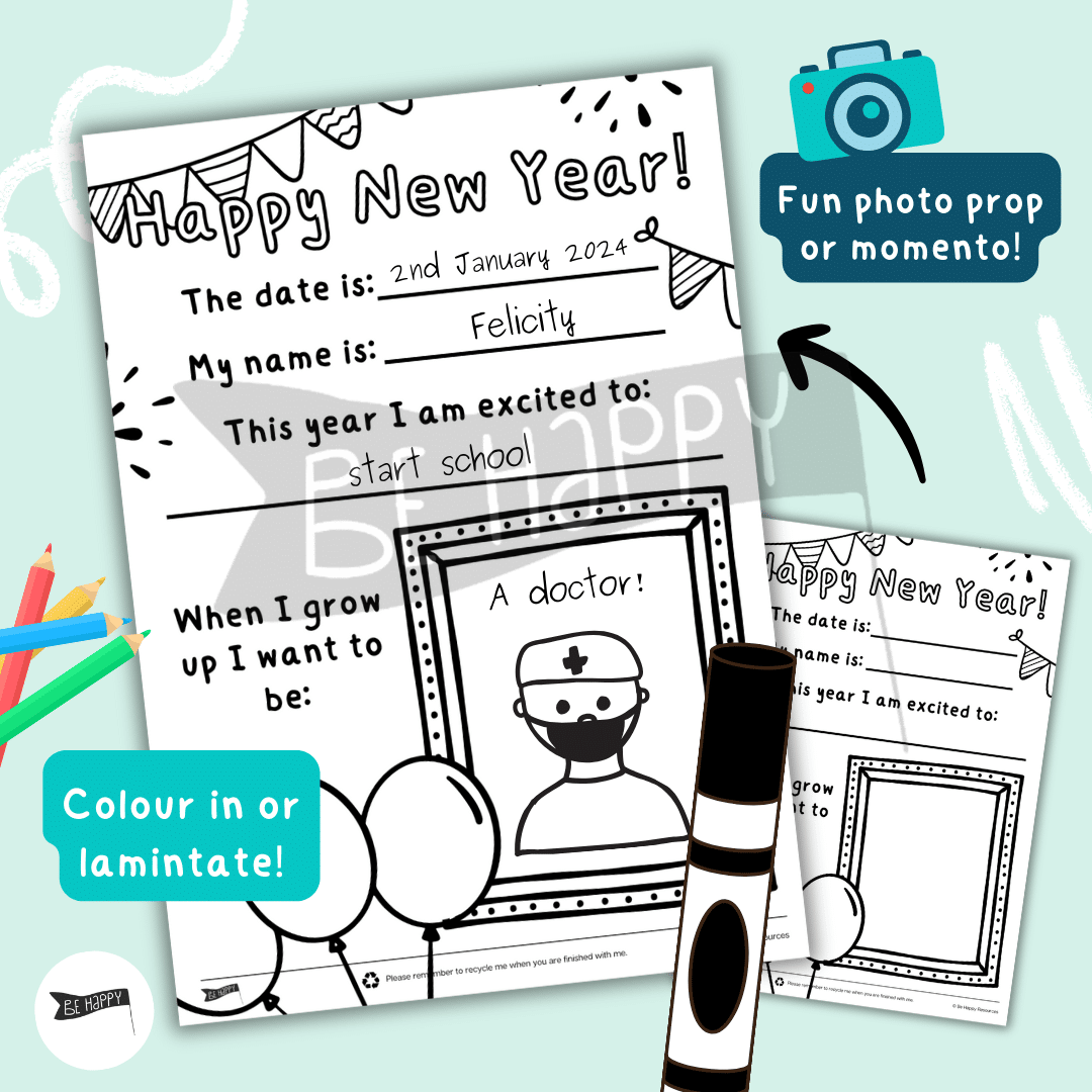 Happy New Year A4 Printable - Be Happy Resources
