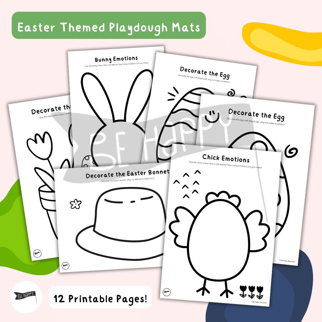 Easter Playdough Mats - 12 Printable Mats - Be Happy Resources