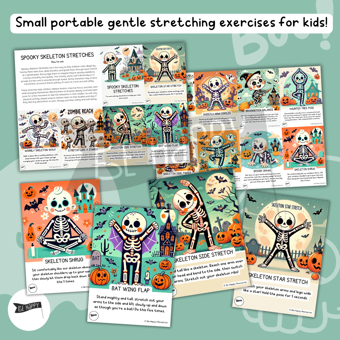 Spooky Skeleton Stretches - 13 Gentle and Calming Halloween Exercises ...