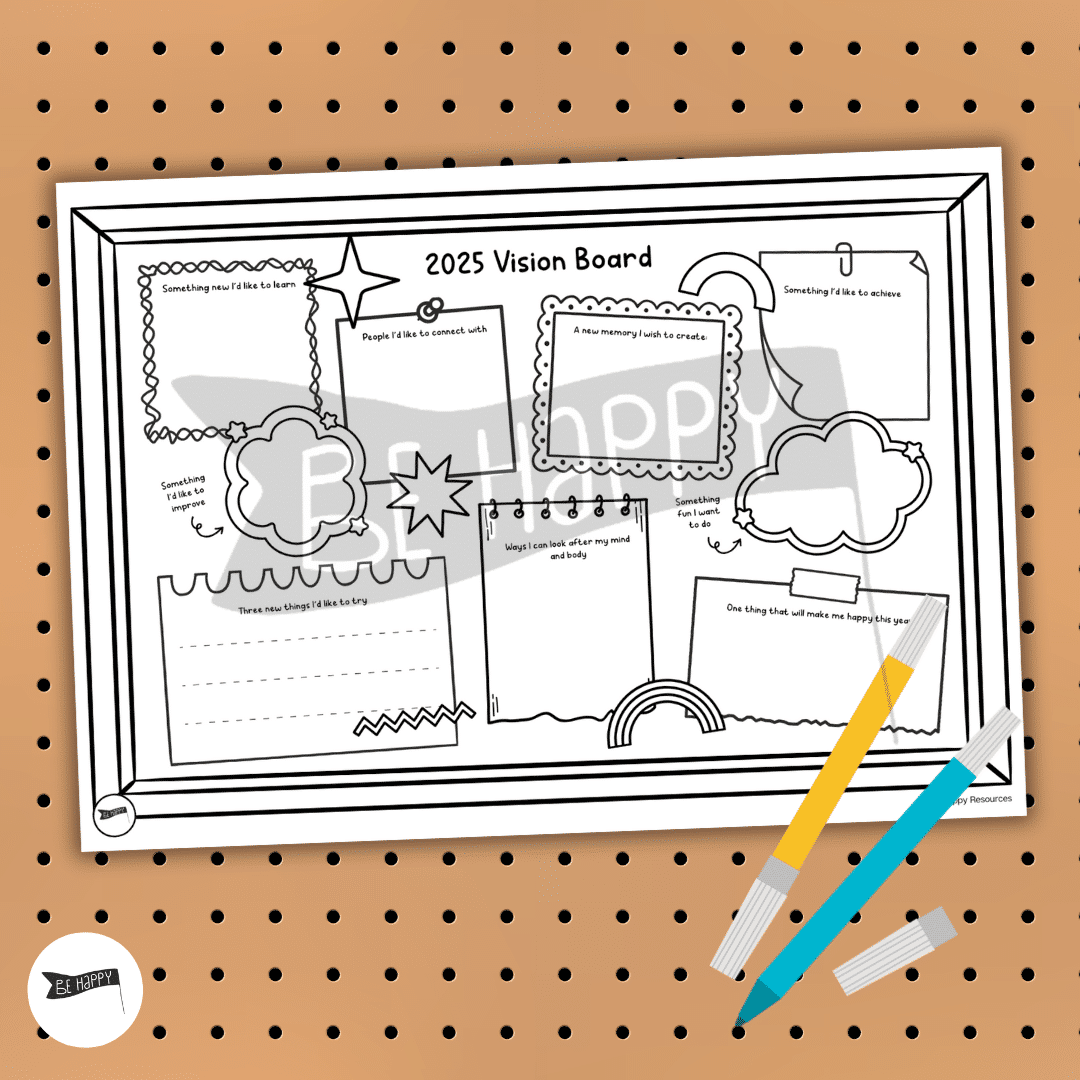 2025 Vision Board - New Year Goal Setting Activity for Children and ...