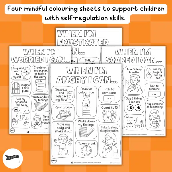 Emotional Regulation Colouring Sheets - Angry / Worried / Scared ...